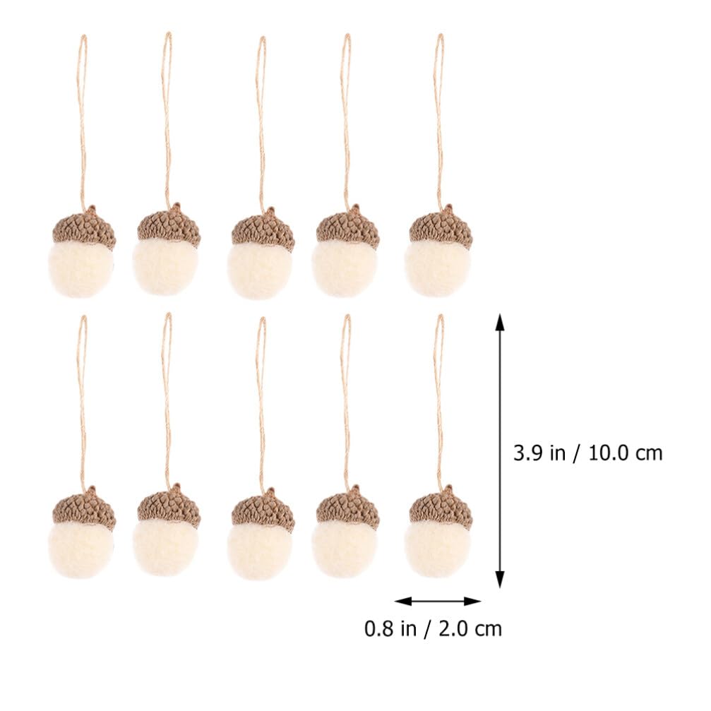 Baluue 10pcs Felt Acorn Bunches Christmas Pom Pom Christmas Hanging Pine Cones Lifelike Acorns Wool Felt Acorns Felted Wool Acorn Fall Tree Ornaments Fall Ornaments Autumn White Party Bag