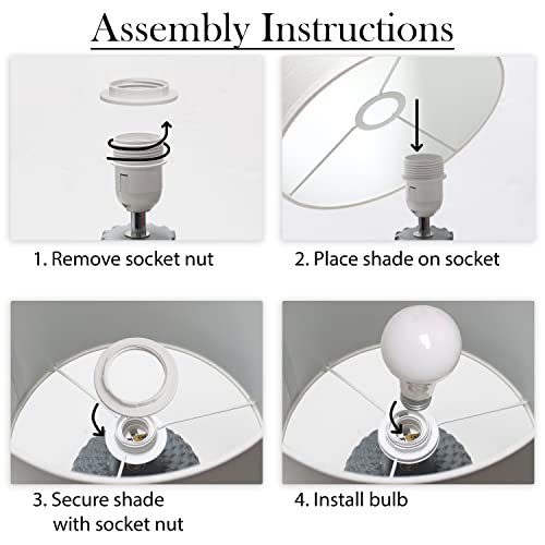 Simple Designs LT1135-OFF 20.4" Tall Traditional Ceramic Purled Texture Bedside Table Desk Lamp w White Fabric Drum Shade for Home Decor, Bedroom, Living Room, Entryway, Office, Off White