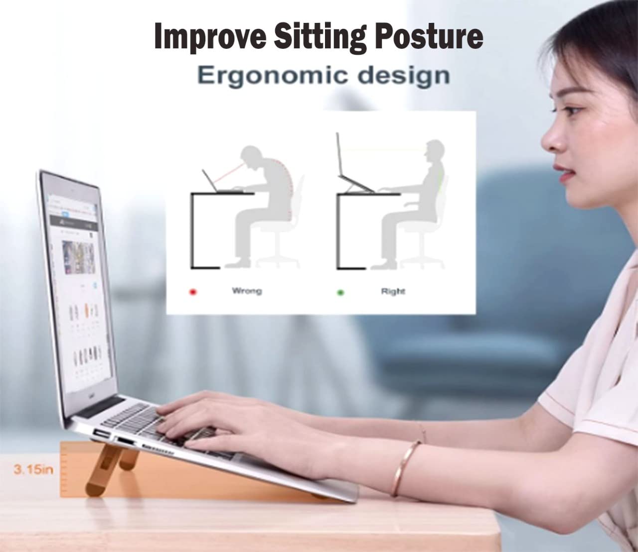 REYPAZ Notebook, Laptop Stand for Desk - Adjustable Ergonomic Aluminum Computer Holder for Laptop - Portable Laptop Holder for Home, Office Desk etc