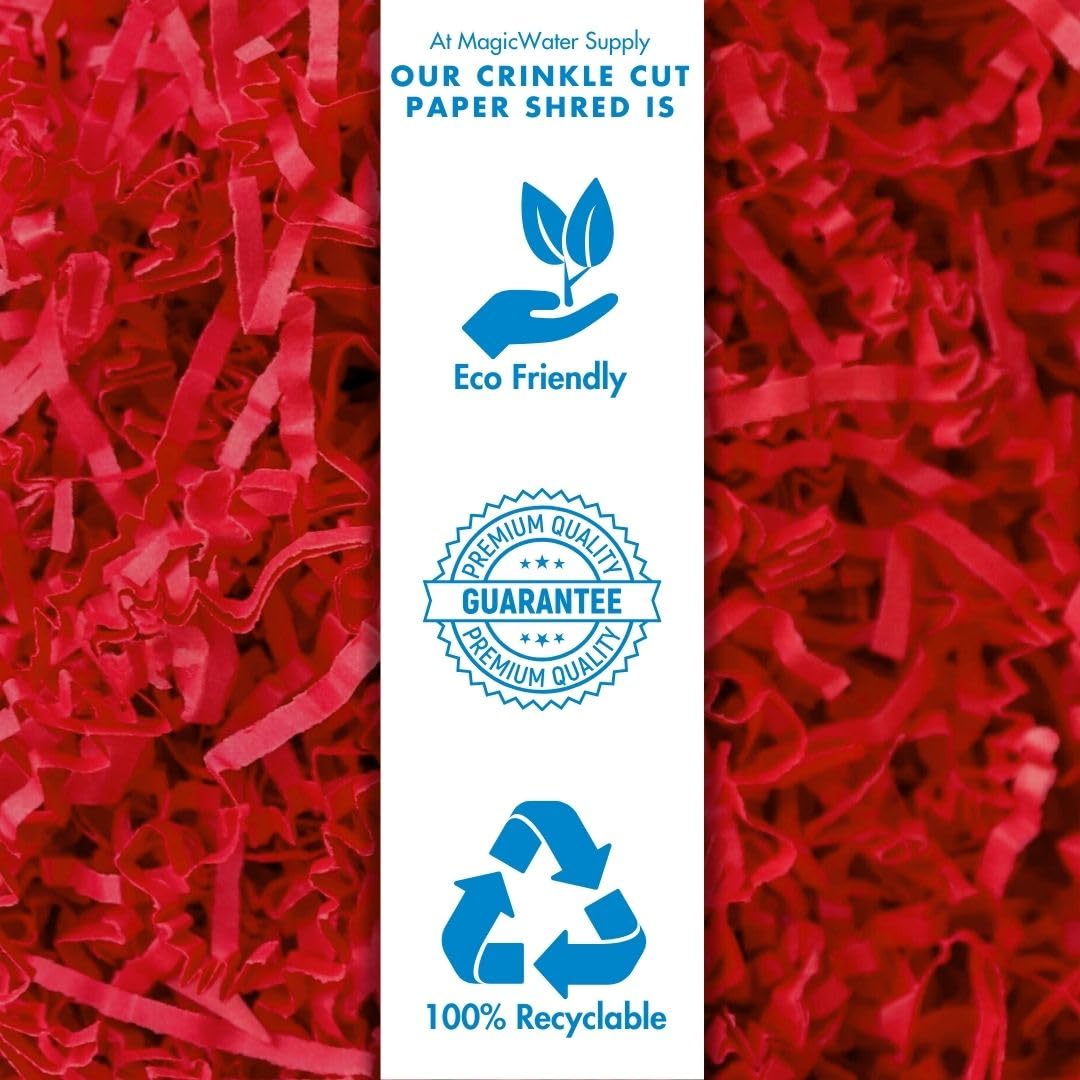 MagicWater Supply Soft & Thin Cut Crinkle Paper Shred Filler (2 LB) for Gift Wrapping & Basket Filling - Red