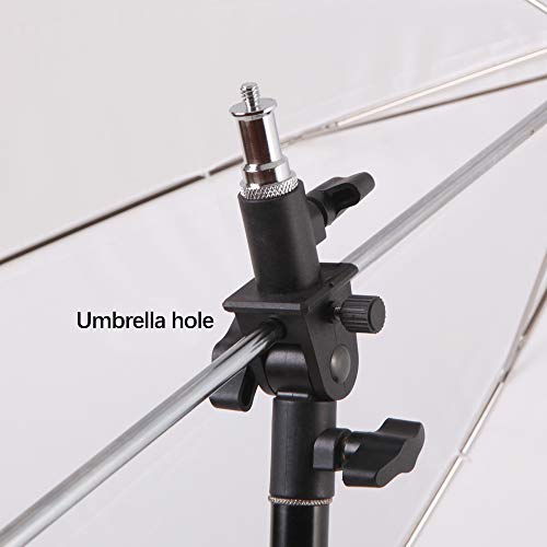 WELLMAKING 2PCS U Shape Tilt Adapter Swivel Mount Umbrella Holder Light Stand with Standard 1/4 to 3/8 inch Metal Male Screw Adapter Spigot Stud for Studio Light Stand, Hotshoe/Coldshoe Adapter