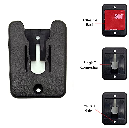 LycoGear Universal Ham CB Radio Microphone Mic Hanger Holder Mount with Adhesive Back, Pre Drill Holes & Single T Tab Connection, KLP-X2