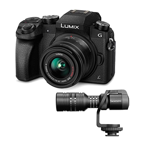 Panasonic LUMIX G7 Mirrorless Camera with 14-42mm f/3.5-5.6 Lens (Black) Bundle with Saramonic Vmic Mini Ultracompact Camera-Mountable Shotgun Microphone (2 Items)