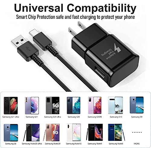 Samsung Charger Fast Charging Type C Cable 6ft with Cell Phone Charger for Samsung Galaxy Note 8/Note 9/Note 10/Note 20/S10/S10e/S10 Plus/S9/S9 Plus/S8/S8 Plus/S20/S21/S22/A50/A51/A52