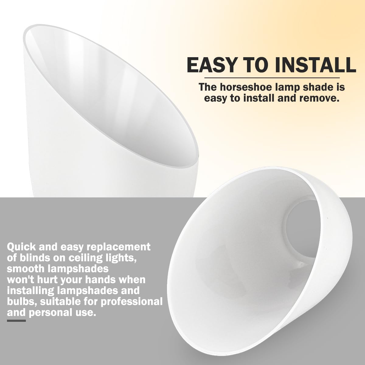 6 PCS White Plastic Lamp Shade, 4.1 inch Diameter Horseshoe Lampshade Replacement Lampshade for Chandelier, Pendant Light, Wall Sconces Series, Easy to Install(32mm)