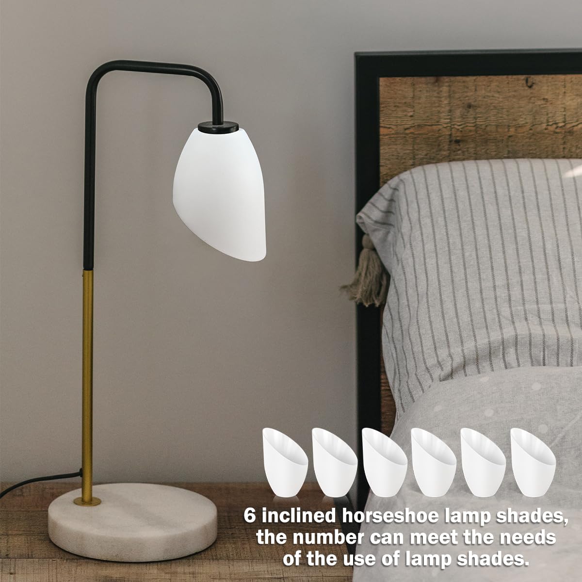 6 PCS White Plastic Lamp Shade, 4.1 inch Diameter Horseshoe Lampshade Replacement Lampshade for Chandelier, Pendant Light, Wall Sconces Series, Easy to Install(32mm)