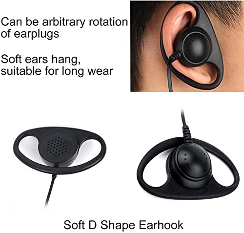 Retevis 2 Way Radio Earpiece with Mic 2 Pin D-Type Walkie Talkie Earpiece Compatible with Baofeng 888S UV-5R UV-82 H-777 RT21 RT22 Two Way Radios (1 Pack)