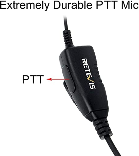 Retevis 2 Way Radio Earpiece with Mic 2 Pin D-Type Walkie Talkie Earpiece Compatible with Baofeng 888S UV-5R UV-82 H-777 RT21 RT22 Two Way Radios (1 Pack)