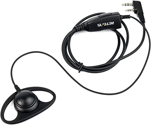 Retevis 2 Way Radio Earpiece with Mic 2 Pin D-Type Walkie Talkie Earpiece Compatible with Baofeng 888S UV-5R UV-82 H-777 RT21 RT22 Two Way Radios (1 Pack)