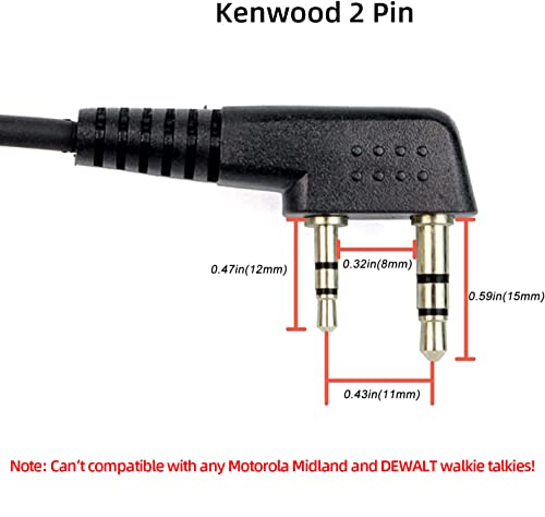 Retevis 2 Way Radio Earpiece with Mic 2 Pin D-Type Walkie Talkie Earpiece Compatible with Baofeng 888S UV-5R UV-82 H-777 RT21 RT22 Two Way Radios (1 Pack)