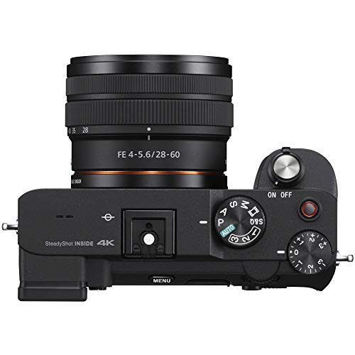 Sony a7C Mirrorless Full Frame Camera Body with 28-60mm F4-5.6 Lens Black ILCE7CL/B Bundle + Vlogger Kit ACCVC1: GP-VPT2BT Shooting Grip w. Wireless Remote + 2X Battery + Deco Gear Bag & Accessories