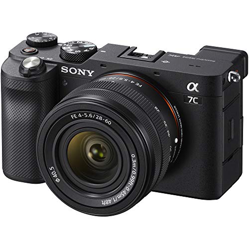 Sony a7C Mirrorless Full Frame Camera Body with 28-60mm F4-5.6 Lens Black ILCE7CL/B Bundle + Vlogger Kit ACCVC1: GP-VPT2BT Shooting Grip w. Wireless Remote + 2X Battery + Deco Gear Bag & Accessories