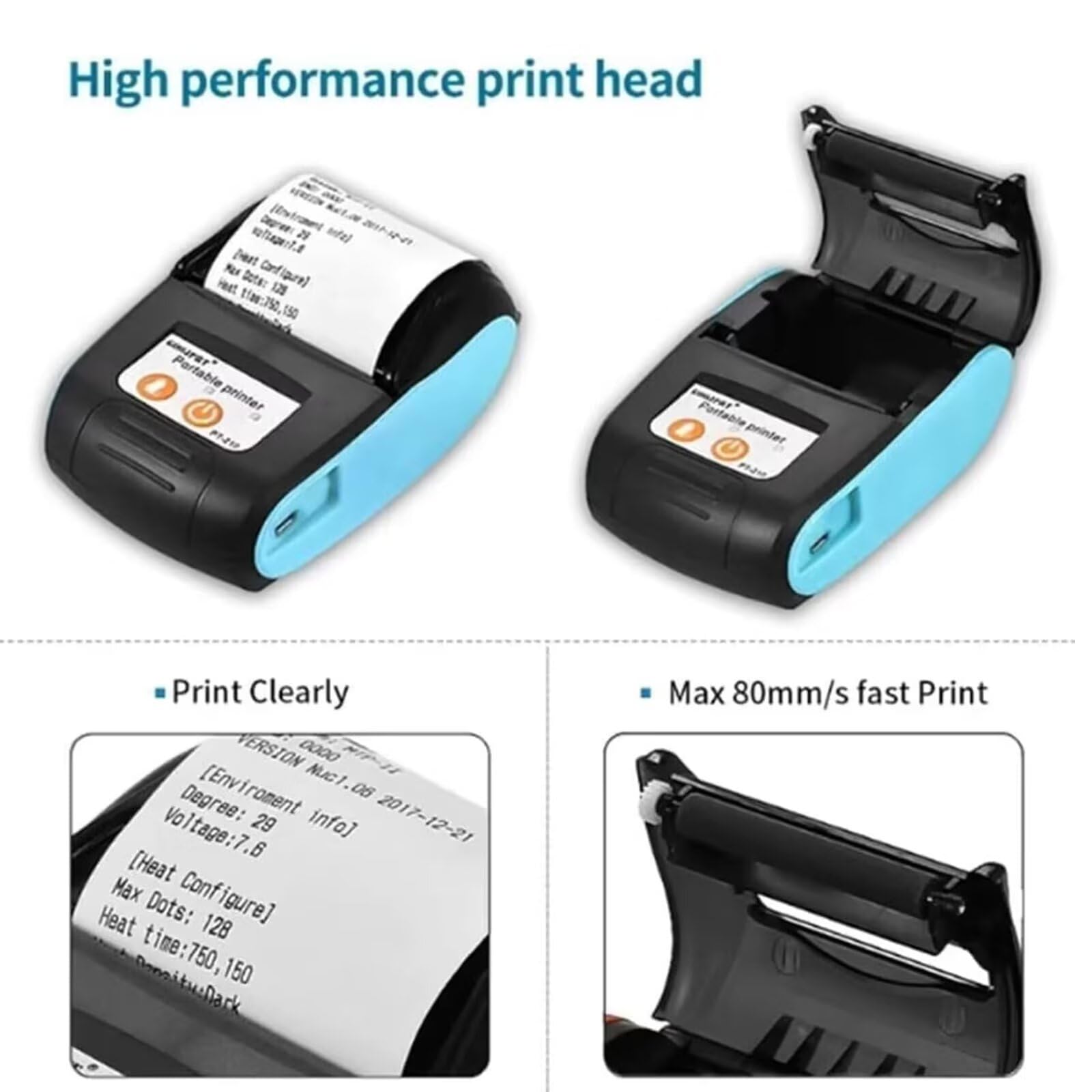 with Driver U Disk Thermal Printer Bluetooth Receipt Bill Wireless Portable Mini 58MM pos Printer 2 inch Android iOS Win MAC Pocket Ticket pos Printer for Restaurant Sales Retail 90mm/s Speed