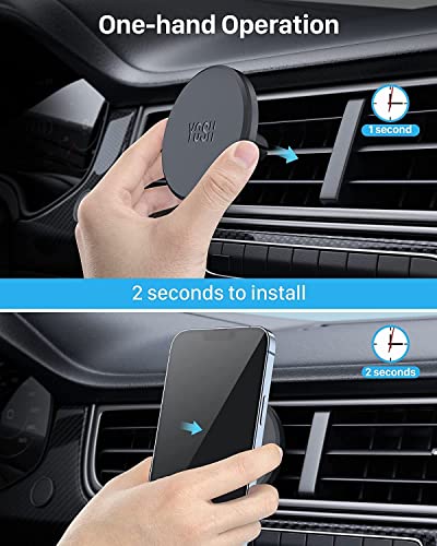 YOSH New MagSafe Air Vent Car Mount Magnet Mobile Phone Holder for Car Vent Car Cradle for iPhone 14 13 12 Pro Max Plus Mini MagSafe Case All Phones Without Extra Metal Plates