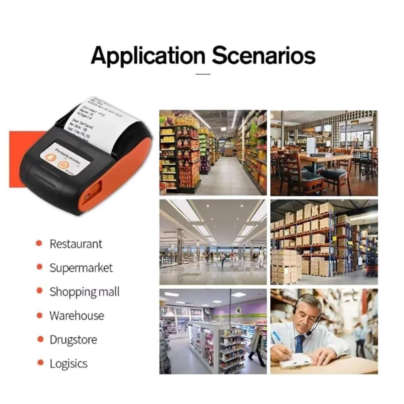 with Driver U Disk Thermal Printer Bluetooth Receipt Bill Wireless Portable Mini 58MM pos Printer 2 inch Android iOS Win MAC Pocket Ticket pos Printer for Restaurant Sales Retail 90mm/s Speed