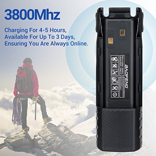 BAOFENG UV-82Two Way Radio BL-8 3800mAh Li-ion High Capacity Extended Battery with Wired Charging Port UV-82HP UV-82C MIRKIT UV-82 MK3/5 BTECH GMRS-V1 MURS-V1 etc Ham Radio