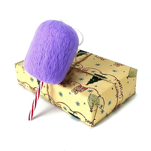 4 PCS Large Cotton Candy Ornaments for Christmas Tree Hanging Candy Decorations Wool Felt Lollipop Ornament for Xmas Tree Home Holiday Party Decor (4)