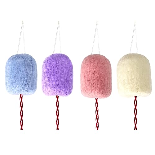 4 PCS Large Cotton Candy Ornaments for Christmas Tree Hanging Candy Decorations Wool Felt Lollipop Ornament for Xmas Tree Home Holiday Party Decor (4)