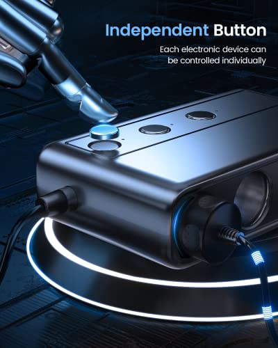 Car Charger Cigarette Lighter Splitter: Joyroom 154W 3 Socket Cigarette Lighter Adapter with PD/Dual QC 3.0 Ports, Separate Switch LED Voltage Display Car Charger Adapter for All Phones & Car Devices