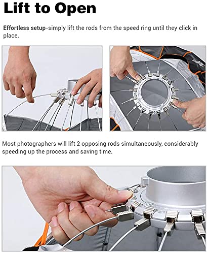 Godox QR-P120 47 Inch Parabolic Softbox Bowens Mount, Quick-Setup Quick-Folding, with Front & Inner Diffuser and Carrying Bag for Godox SL60W VL150 UL150 SL150II SZ150 and Other Bowen Mount Lights…