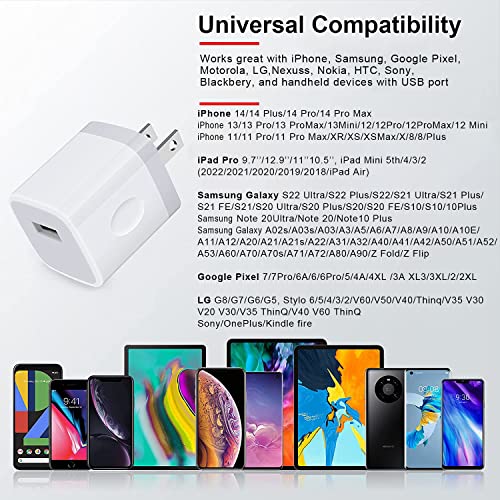 Charging Blocks for iPhone, Charger Box Sicodo 3Pack Plug in Phone Charger One Port USB Power Adapter Cell Phone Brick Charging Cube for iPhone 14 13 12 SE 11 X,Samsung Galaxy S22 A13 5G S21 FE 21 S20