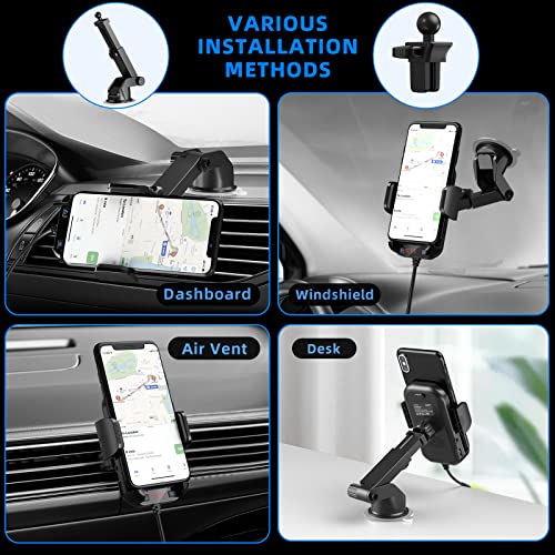 Magift Bluetooth FM Transmitter for Car - 3 in 1 Bluetooth Car Adapter with Phone Holder Supports QC3.0 Charging,Stronger Microphone & Enhanced FM Transmission are Built in Car Bluetooth Adapter