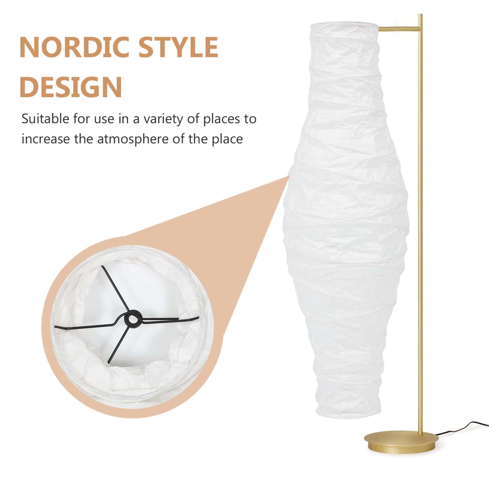 Uonlytech Paper Floor Lamp Shades Nordic Style Table Lampshades Japanese Style Standing Light Cover Light Accessories for Home Bedroom Desk Floor Lamp