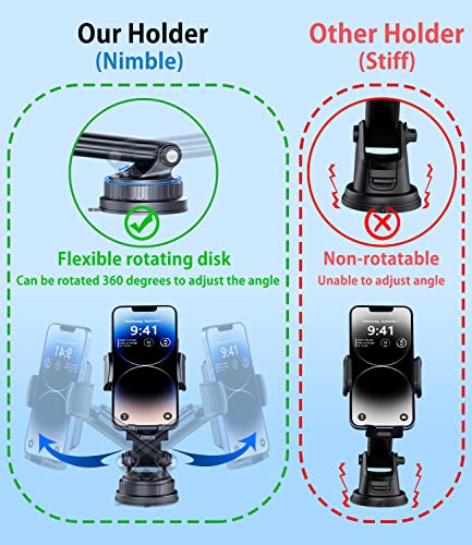 Comboproof Car Phone Holder Mount, Adjustable Car Phone Mount for Car Truck, 360 Degree Rotation Phone Mount for Windshield, Universal Dashboard Phone Holder for Cell Phone