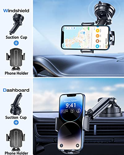 Comboproof Car Phone Holder Mount, Adjustable Car Phone Mount for Car Truck, 360 Degree Rotation Phone Mount for Windshield, Universal Dashboard Phone Holder for Cell Phone