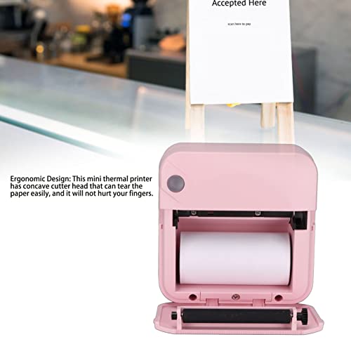 Cuifati Mini Pocket Printer, 200DPI Portable Bluetooth Thermal Printer, Inkless Handheld Photo Printer Ergonomic Design Rechargeable Battery Safe Stable, Great Gift for Kids, Girls(Pink)