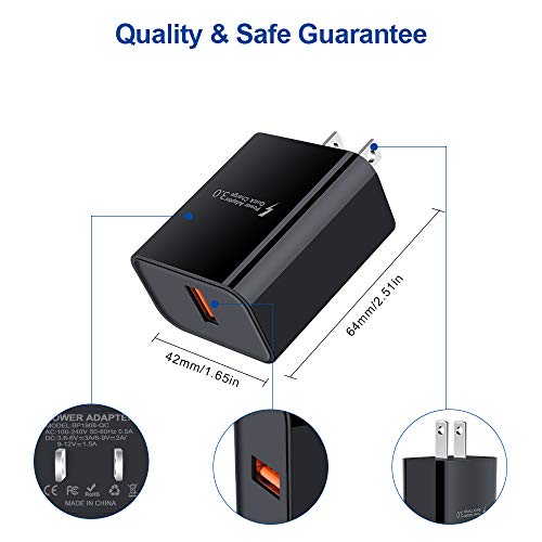 Android Fast Charger,Quick Charger 3.0 USB Fast Wall Charger Plug with Micro USB Cable Compatible for Motorola Moto E E5 E4 Plus/Play,E5 Supra,G5 G5S G4 Plus/Play,G6 Play/Forge,Moto Droid Turbo 2