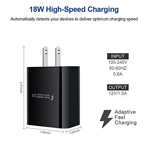 Android Fast Charger,Quick Charger 3.0 USB Fast Wall Charger Plug with Micro USB Cable Compatible for Motorola Moto E E5 E4 Plus/Play,E5 Supra,G5 G5S G4 Plus/Play,G6 Play/Forge,Moto Droid Turbo 2