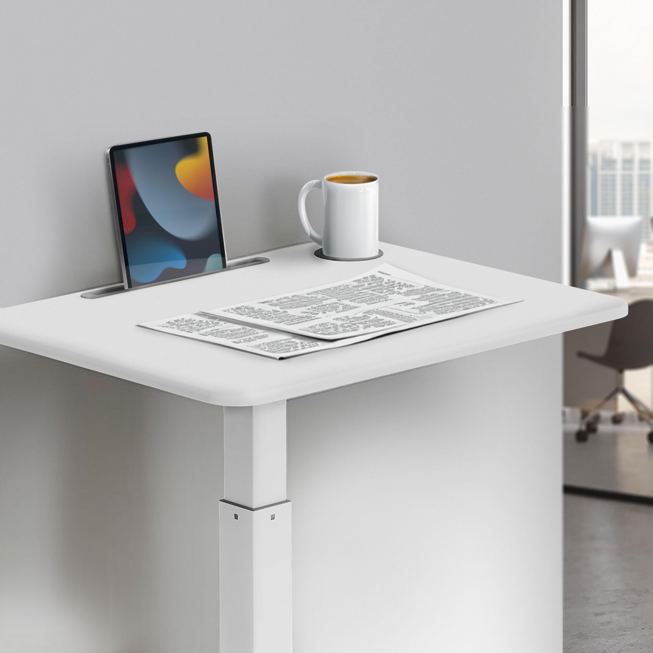 Mount-It! Standing Mobile Laptop Cart, Sit Stand Rolling Desk with Height Adjustable 31.1" x 20.5" Platform, Supports up to 17.6 lbs, White