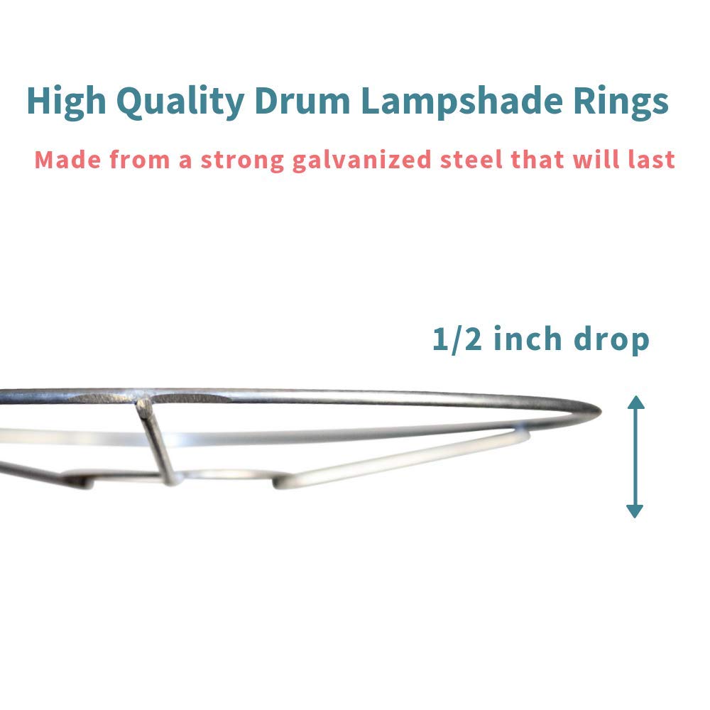 I Like That Lamp Wire Lamp Shade Rings with European Fitter (18” Diameter), Includes 2 Galvanized Steel Silver Drum Rings, Make DIY Table/Floor/Pendant Lamps, Compatible with most IKEA & Target Lamps