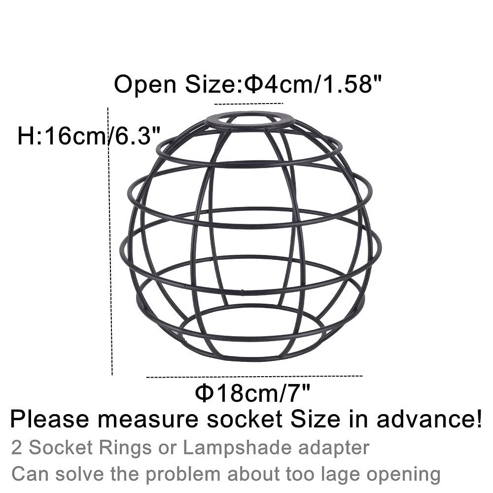 EFINEHOME Set of 2 Industrial Vintage Rustic Bulb Covers| DIY Farmhouse Metal Wire Cage for Hanging Pendant Lighting | Light Fixture Lamp Guard| Lampshade Replacement Accessories (Globe)