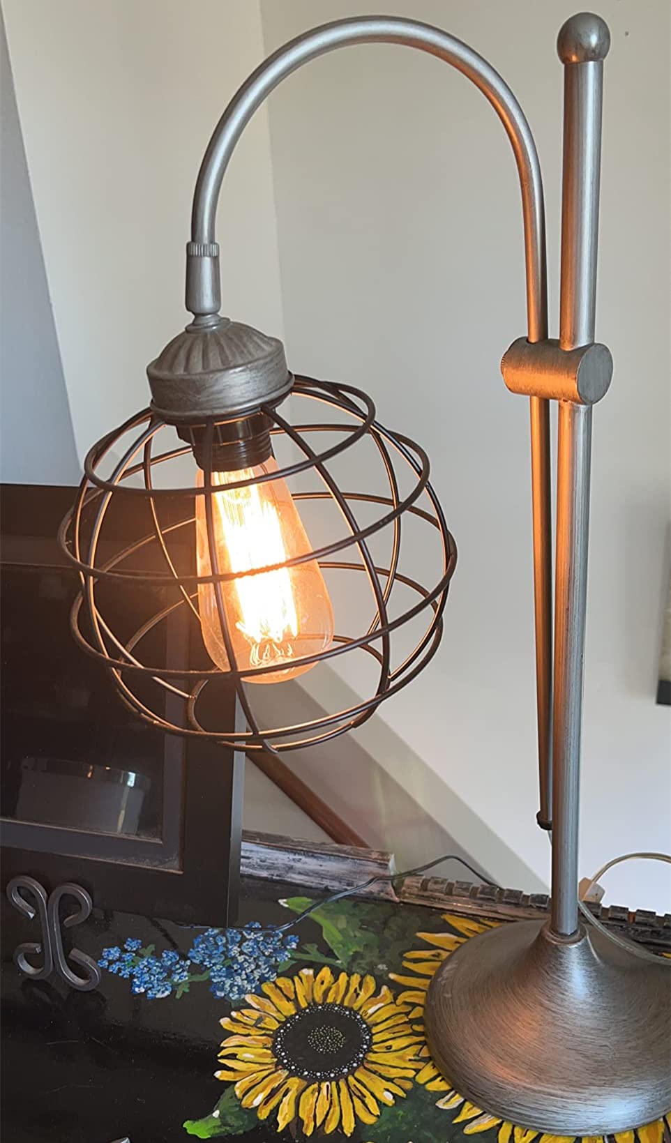 EFINEHOME Set of 2 Industrial Vintage Rustic Bulb Covers| DIY Farmhouse Metal Wire Cage for Hanging Pendant Lighting | Light Fixture Lamp Guard| Lampshade Replacement Accessories (Globe)