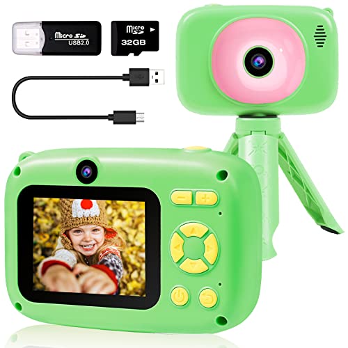 seanme Kids Selfie Camera with 32GB Card, 40MP & 1080P HD Kids Digital Camera Toys for 3-8 Year olds, Birthday & Christmas Gifts for 3 4 5 6 7 8 9 10 Year Old Boys (Green)