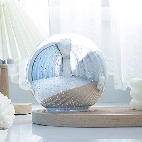 Lighted Mercury Glass Ball Table Lamp, Silver Cordless Glass Orb Christmas Decor Ball Led Light Globe, Modern Light Up Battery Operated Sphere Glass Night Light for Home Bedroom Indoor Decor, Large