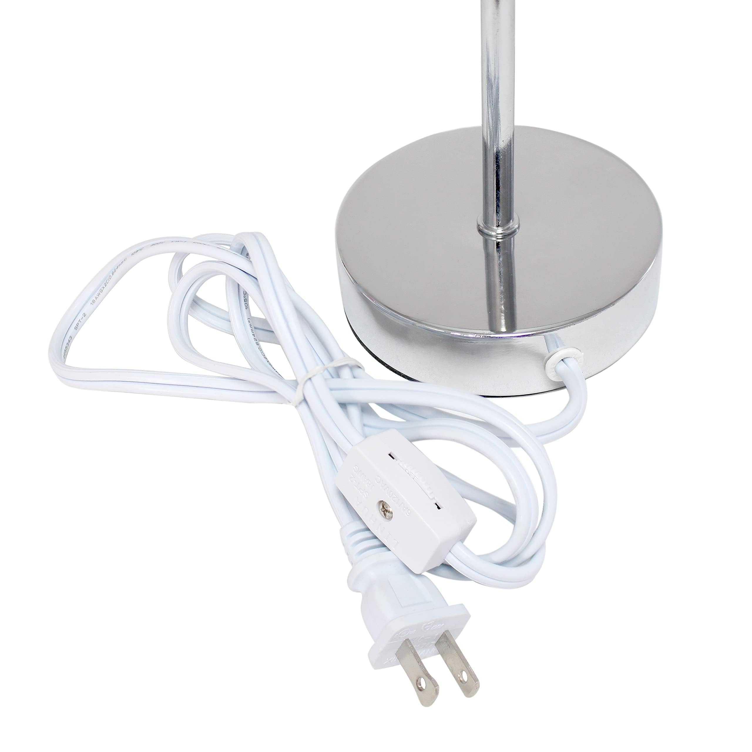 Simple Designs LT2007-WHT Chrome Mini Basic Table Lamp with Fabric Shade, White