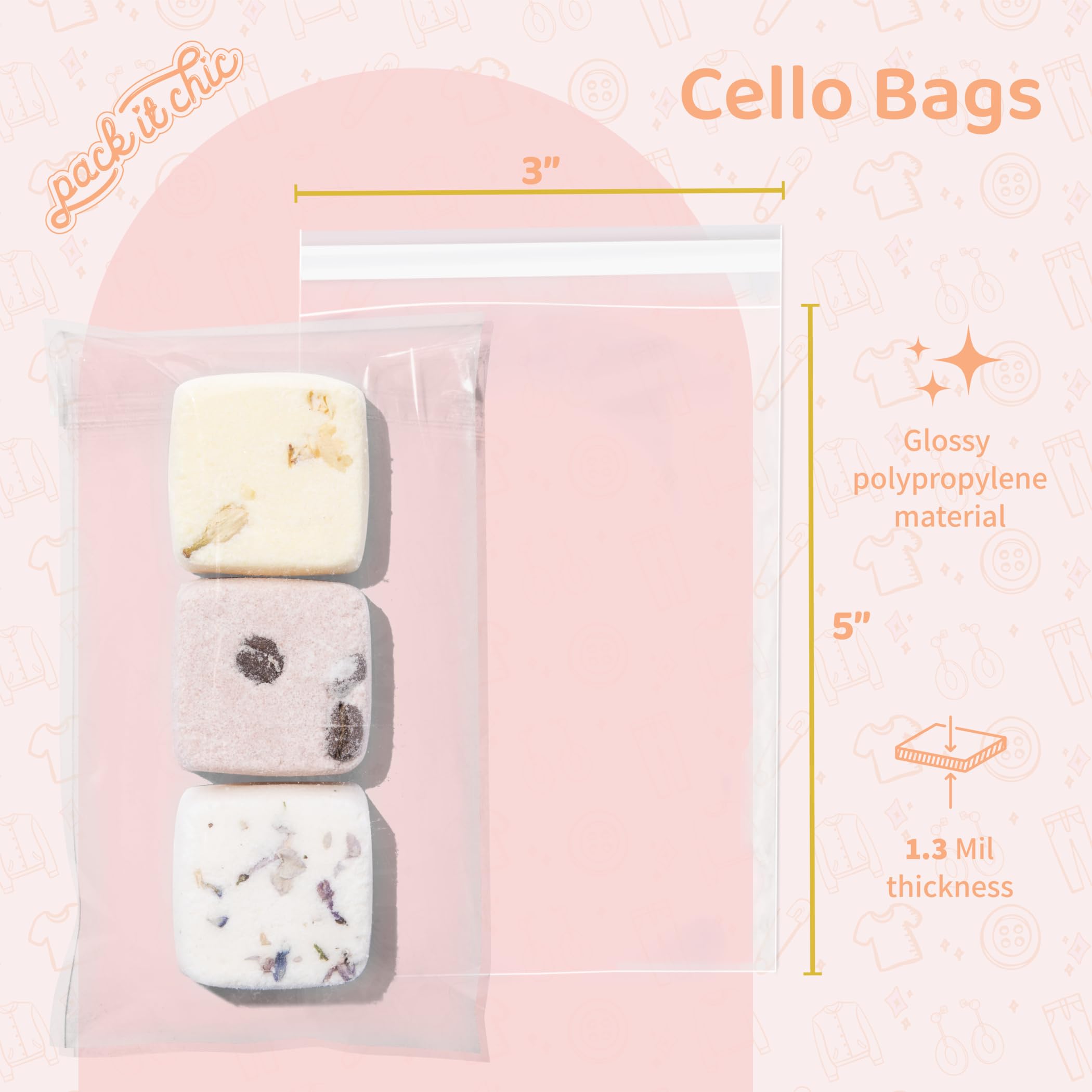 Pack It Chic - 3” X 5” (1000 Pack) Clear Resealable Polypropylene Bags - Fits 3X5 Prints & Photos - Self Seal