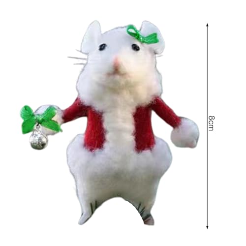 Walbest Wool Felted Christmas Mouse Ornament, Felted Animal Mouse Christmas Tree Decor, Needle Felted Christmas Mouse Desktop Mouse Doll Felt Gifts for Christmas Decorations E