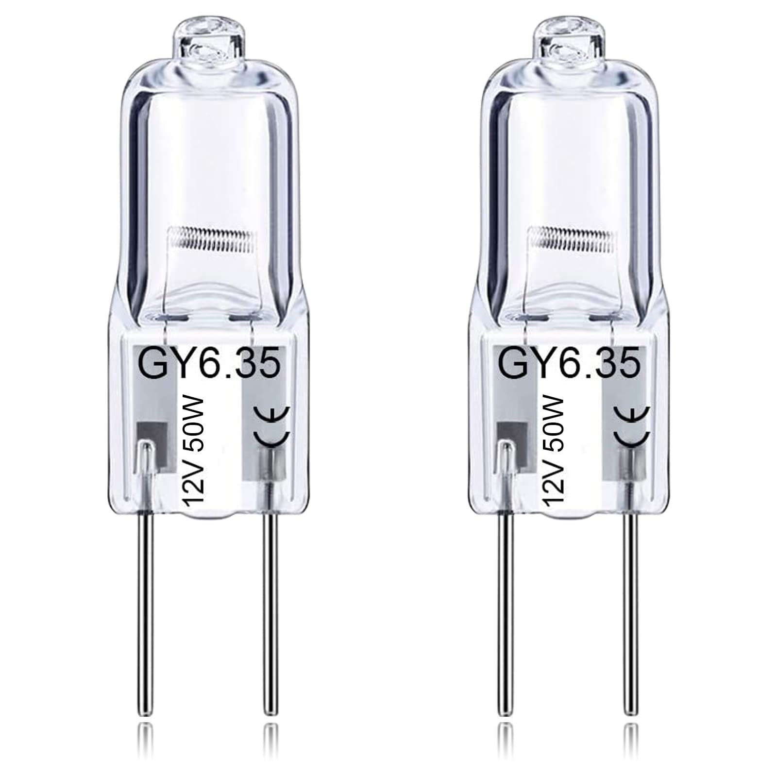 DUMILOO GY6.35 Light Bulbs, 12V Crystal Clear 2 Pin, T4 JC Bi-Pin Base G6.35 Capsule Bulb, Dimmable 2700K Warm White 2 Prong Light Bulb for Pendant Light, Microwave Oven, Table Lamp, 2Pack