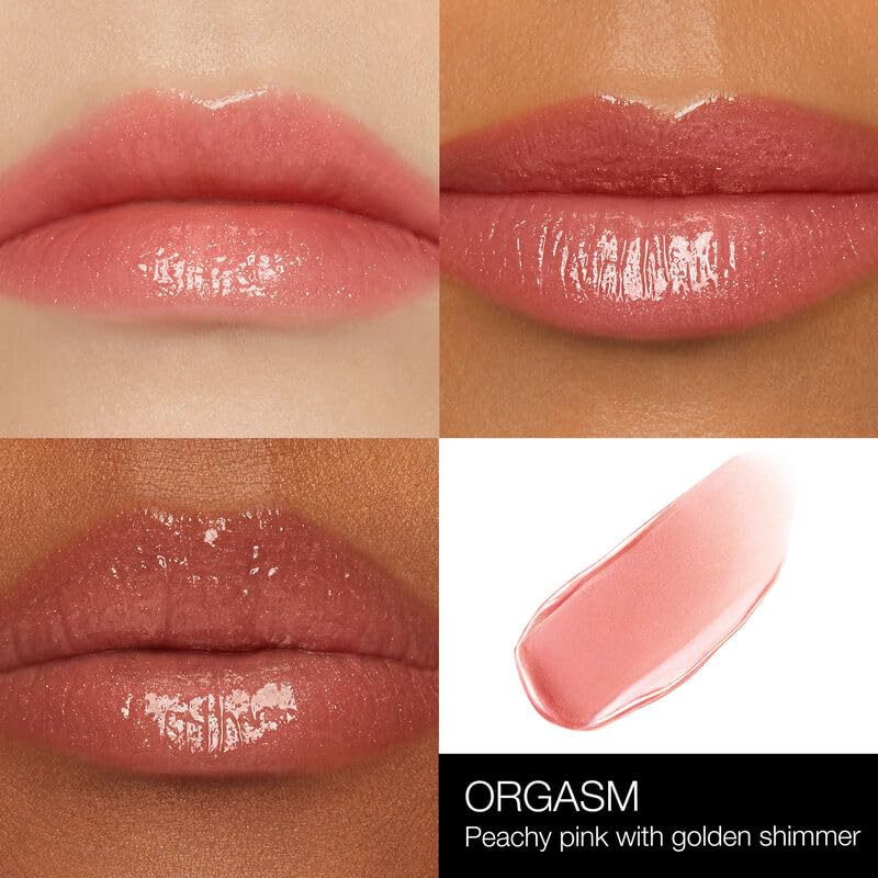 NARS Mini Afterglow Lip Shine Gloss Set: Contains 2 x 0.11 oz each - Orgasm (Sheer Peachy Pink with Golden Shimmer), Turkish Delight (pink sherbert)
