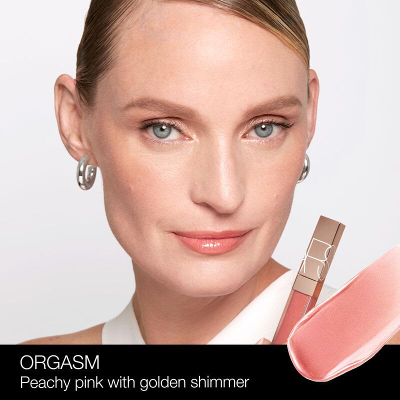 NARS Mini Afterglow Lip Shine Gloss Set: Contains 2 x 0.11 oz each - Orgasm (Sheer Peachy Pink with Golden Shimmer), Turkish Delight (pink sherbert)