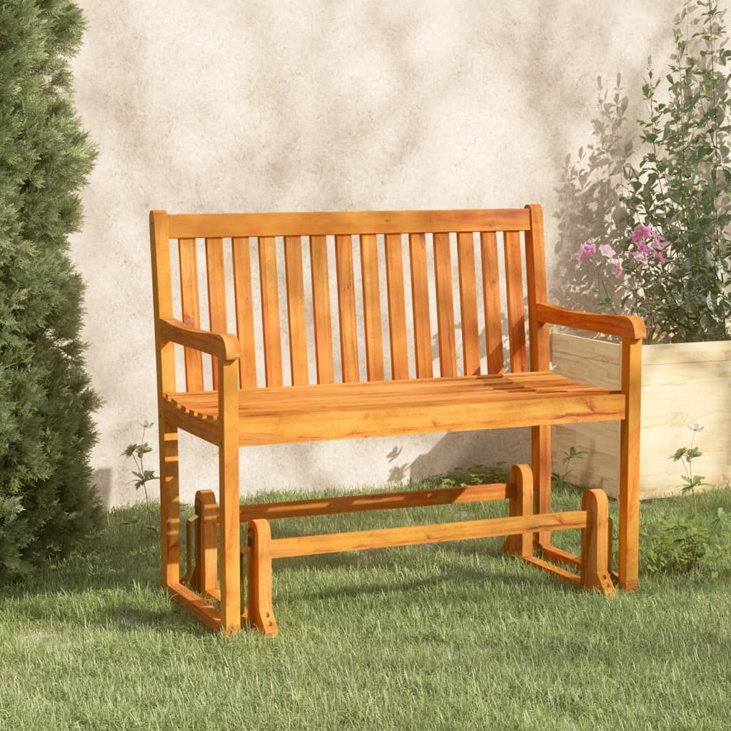 Makastle Patio Swing Bench Porch Loveseat Chair for Outdoor, 2-Person Wooden Garden Rocking Seating for Outside, 43.3" Solid Acacia Wood