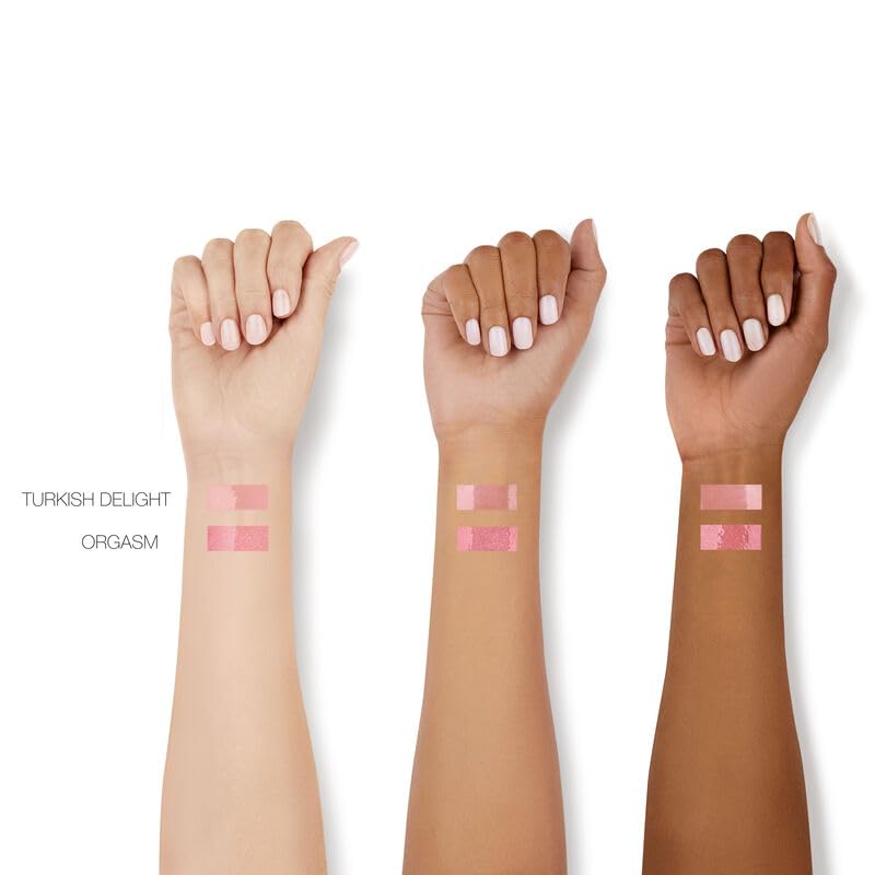 NARS Mini Afterglow Lip Shine Gloss Set: Contains 2 x 0.11 oz each - Orgasm (Sheer Peachy Pink with Golden Shimmer), Turkish Delight (pink sherbert)