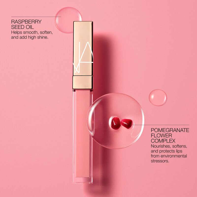 NARS Mini Afterglow Lip Shine Gloss Set: Contains 2 x 0.11 oz each - Orgasm (Sheer Peachy Pink with Golden Shimmer), Turkish Delight (pink sherbert)