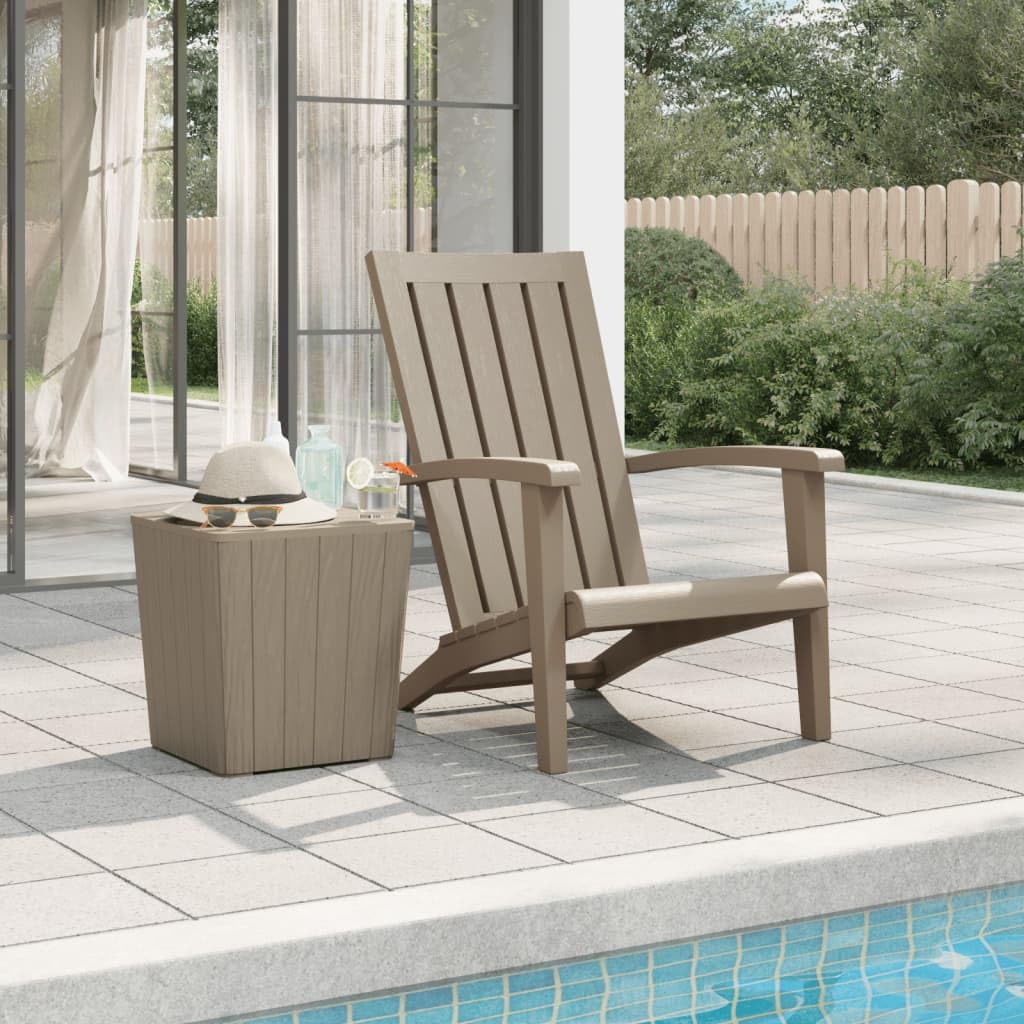 Tidyard Patio Adirondack Chair Light Brown Polypropylene Outdoor Fire Pit Chair Wooden Garden Armchair for Porch Pool Lawn Deck Backyard Balcony Outdoor