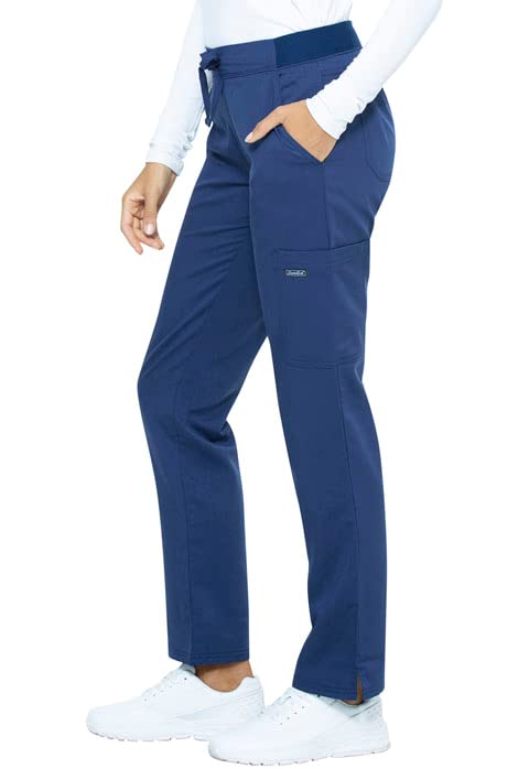 Sanibel Scrubs Stretch Women's Petite Midrise Tapered Leg Drawstring Pant (Navy - PL130P-NARS-MP)