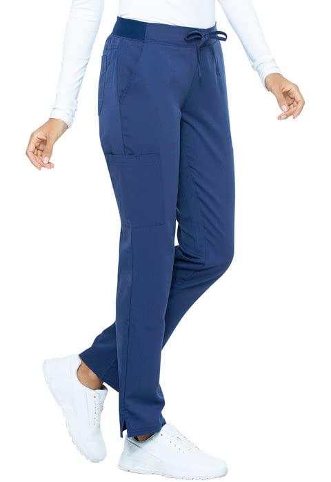 Sanibel Scrubs Stretch Women's Petite Midrise Tapered Leg Drawstring Pant (Navy - PL130P-NARS-MP)